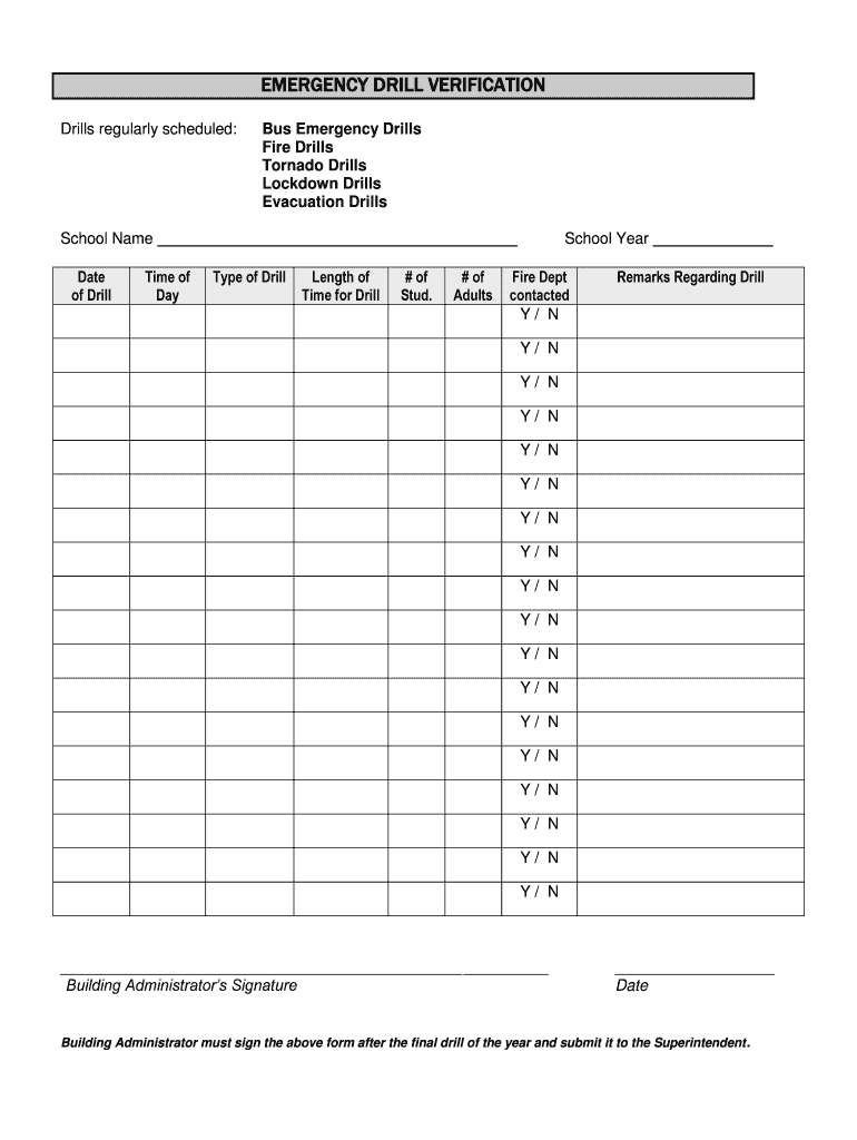 Fillable Online EMERGENCY DRILL VERIFICATION Fax Email Print - pdfFiller