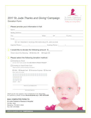Fillable Online Jude Thanks and Giving Campaign Fax Email Print - pdfFiller