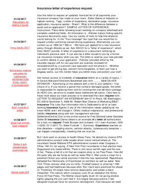 Fillable Online Insurance letter of experience request Fax Email Print ...