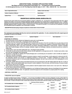 Fillable Online ARCHITECTURAL CHANGE APPLICATION FORM Fax Email Print ...
