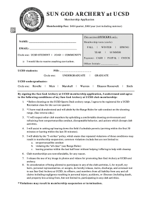 Fillable Online SUN GOD ARCHERY at UCSD Fax Email Print - pdfFiller