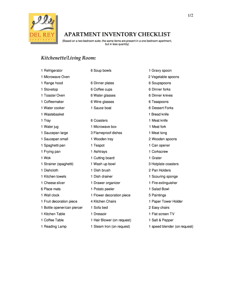 Fillable Online APARTMENT INVENTORY CHECKLIST Fax Email Print - pdfFiller