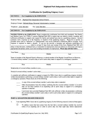 Fillable Online Certification for Qualifying Exigency Leave Fax Email ...