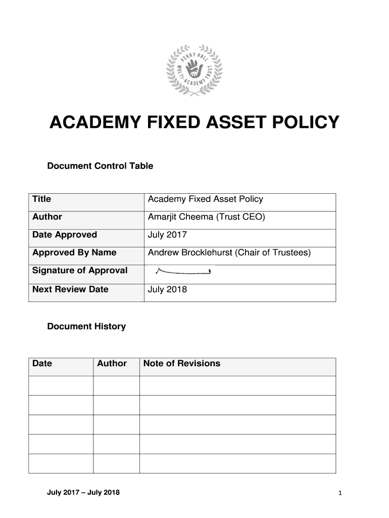 Fillable Online ACADEMY FIXED ASSET POLICY Fax Email Print - pdfFiller