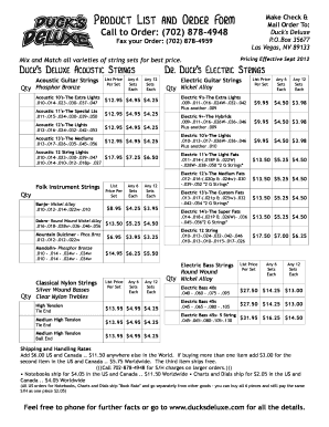 Fillable Online Product List and Order Form Fax Email Print - pdfFiller