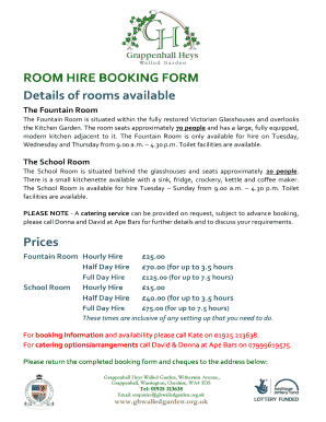 Fillable Online Details of rooms available Fax Email Print - pdfFiller