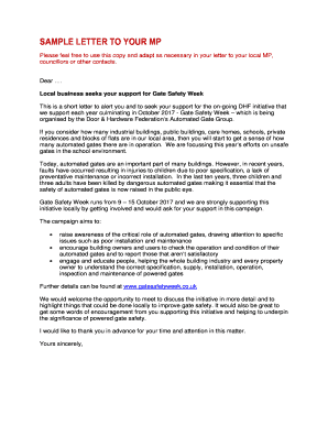 Fillable Online SAMPLE LETTER TO YOUR MP Fax Email Print - pdfFiller