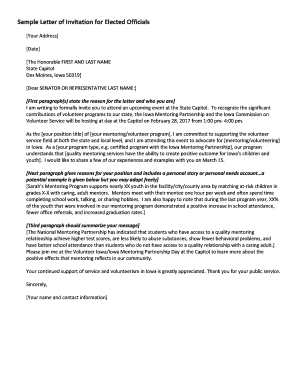 Fillable Online Sample Letter of Invitation for Elected Officials Fax ...