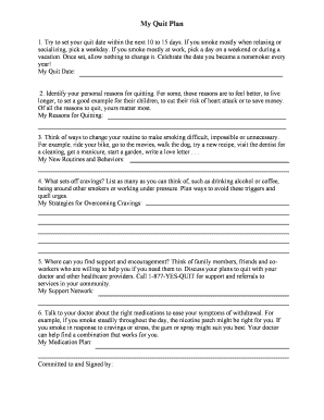 Fillable Online My Quit Plan Fax Email Print - pdfFiller