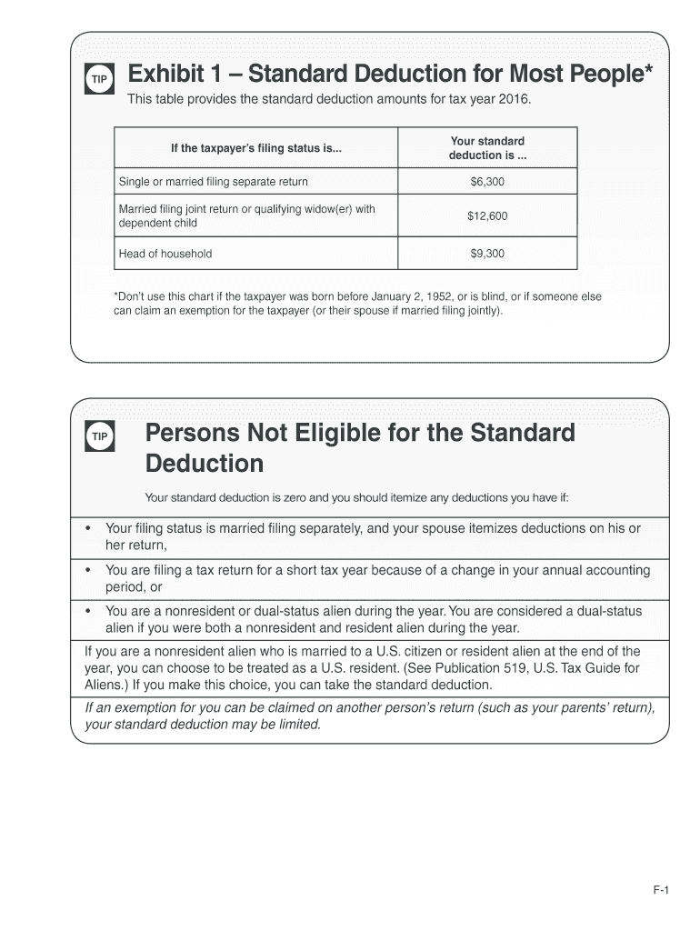 Fillable Online This table provides the standard deduction amounts for ...