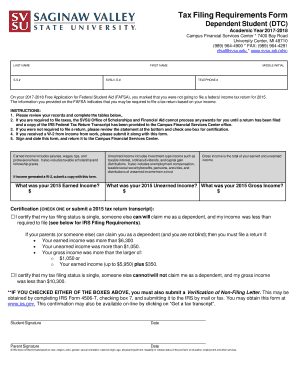 Fillable Online Tax Filing Requirements Form Fax Email Print - pdfFiller