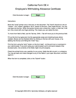 Fillable Online California Form DE 4 Fax Email Print - pdfFiller