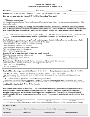 Fillable Online Anesthetic/Surgical Consent & Release Form Fax Email ...