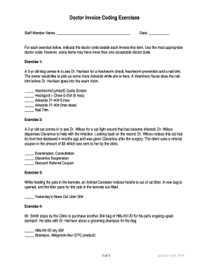 Fillable Online Doctor Invoice Coding Exercises Fax Email Print - pdfFiller