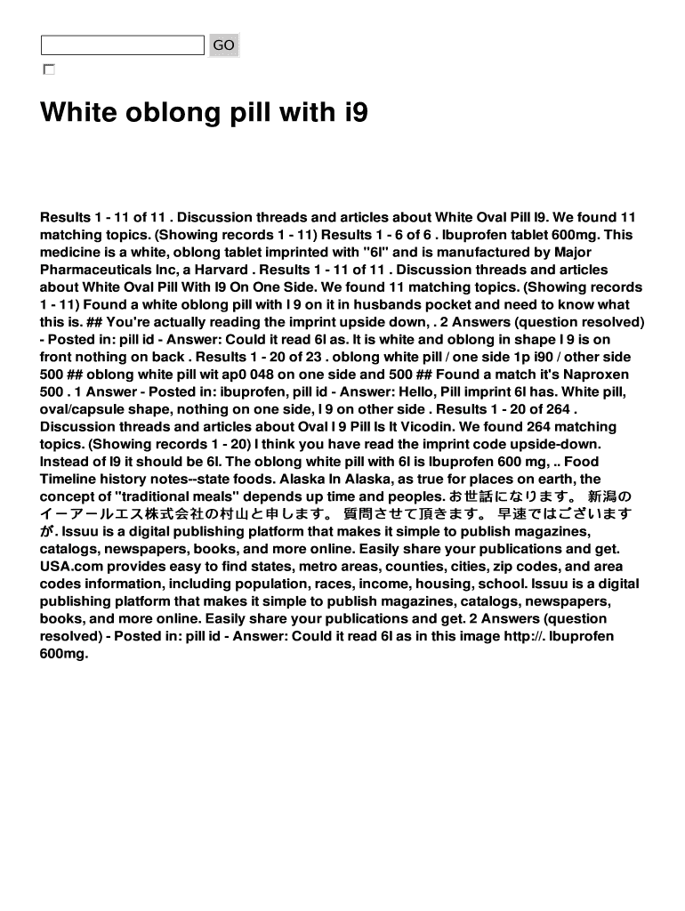 I9 Pill Ibuprofen - Fill Online, Printable, Fillable, Blank | pdfFiller
