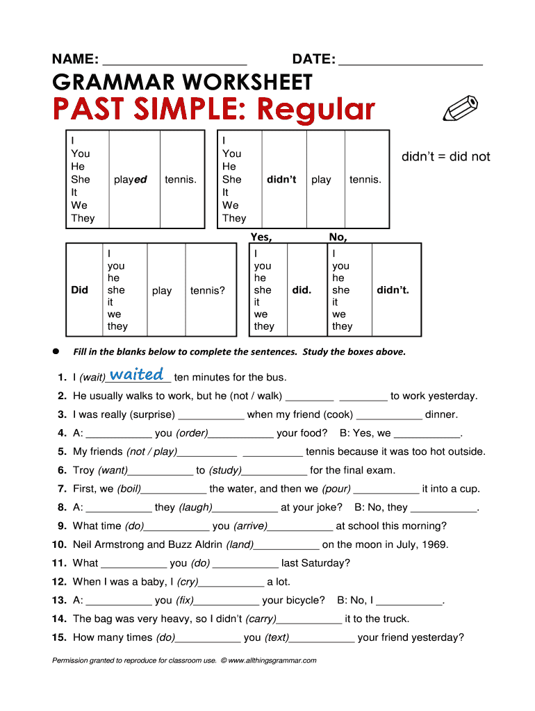 Fillable Online PAST SIMPLE: Regular Fax Email Print - pdfFiller