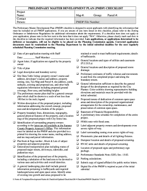 Fillable Online PRELIMINARY MASTER DEVELOPMENT PLAN (PMDP) CHECKLIST ...