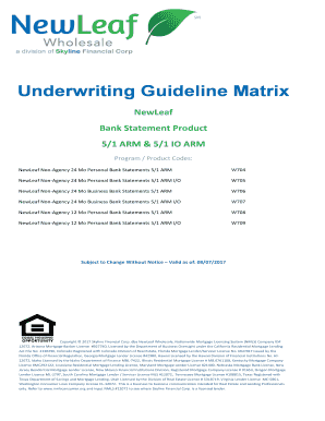 Fillable Online Underwriting Guideline Matrix Fax Email Print - pdfFiller
