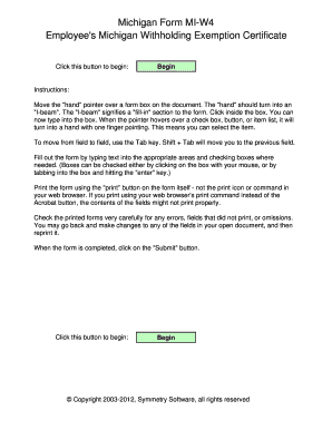 Fillable Online Michigan Form MI-W4 Fax Email Print - pdfFiller