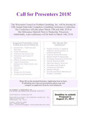 Fillable Online Call for Presenters 2018 Fax Email Print - pdfFiller
