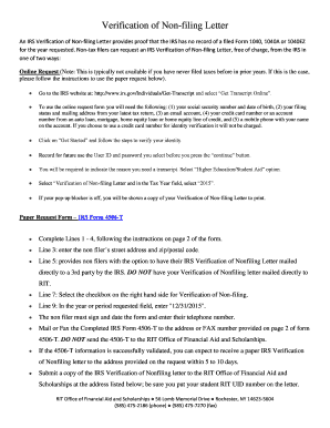 Fillable Online Verification of Non-filing Letter Fax Email Print ...