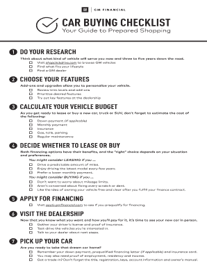 Fillable Online CAR BUYING CHECKLIST Fax Email Print - pdfFiller