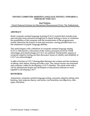 Fillable Online TESTING COMPUTER ASSISTED LANGUAGE TESTING: TOWARDS A ...