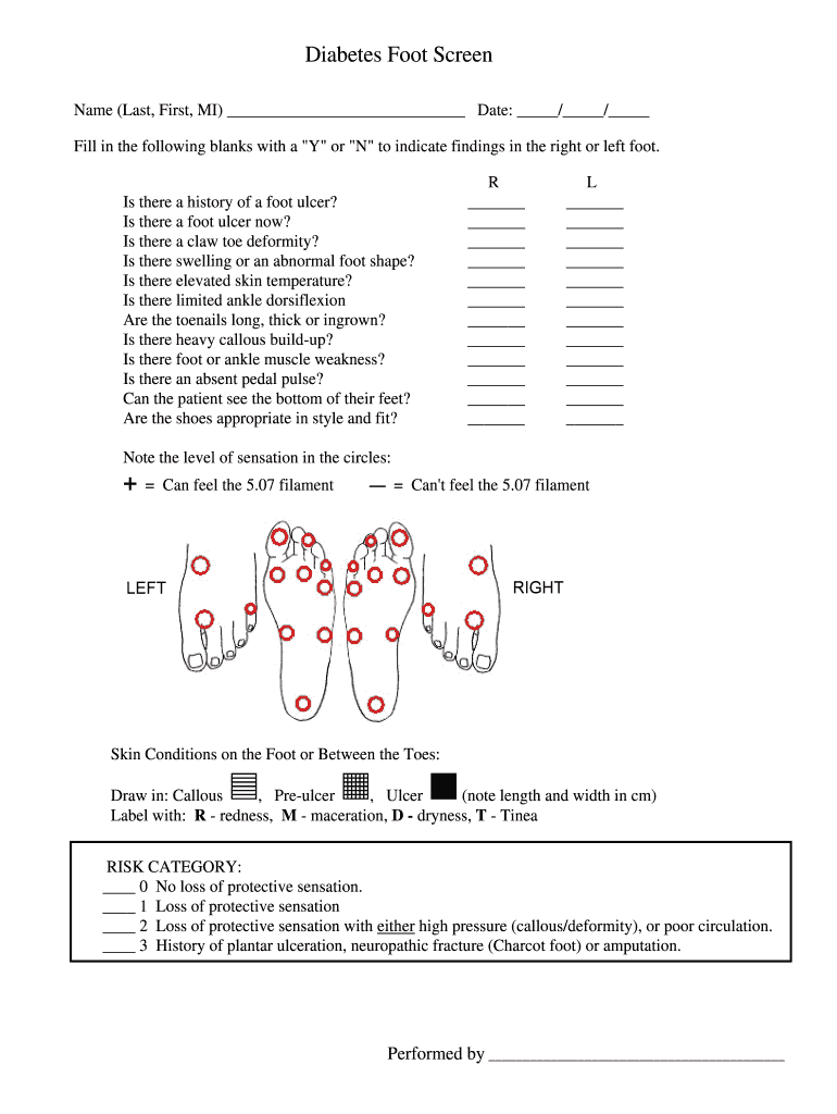 Fillable Online Diabetes Foot Screen Fax Email Print - pdfFiller