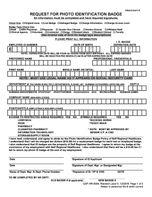 Fillable Online REQUEST FOR PHOTO IDENTIFICATION BADGE Fax Email Print ...