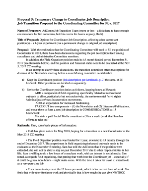 Fillable Online Proposal 5: Temporary Change to Coordinator Job ...
