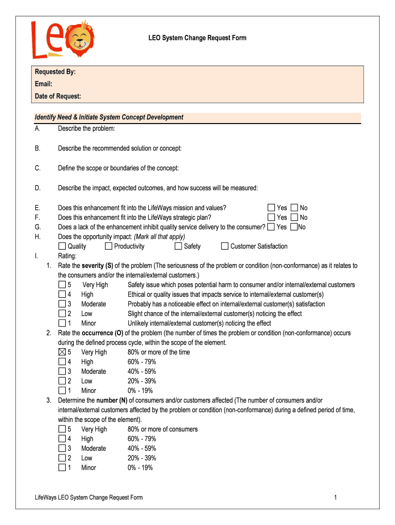Fillable Online LEO System Change Request Form Fax Email Print - pdfFiller