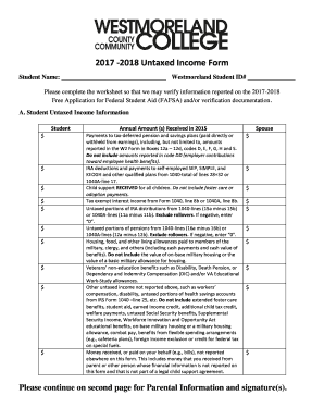 Fillable Online 2017 -2018 Untaxed Income Form Fax Email Print - pdfFiller