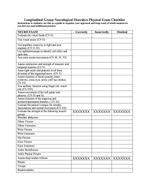 Fillable Online Longitudinal Group Neurological Disorders Physical Exam ...