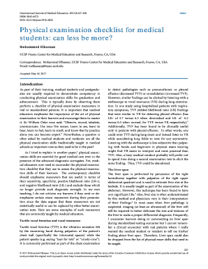 Fillable Online Physical examination checklist for medical Fax Email ...