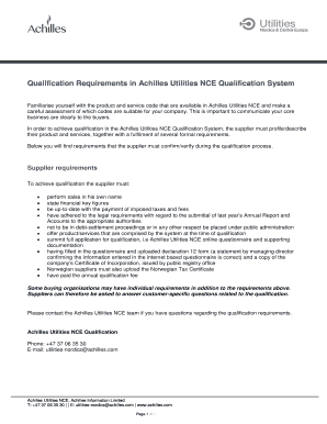 Fillable Online Qualification Requirements in Achilles Utilities NCE ...