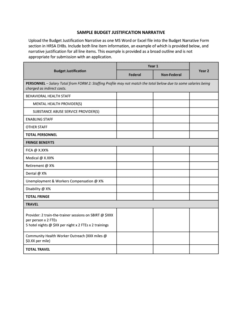 Fillable Online Upload the Budget Justification Narrative as one MS ...