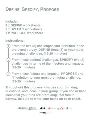 Fillable Online DEFINE, SPECIFY, PROPOSE Fax Email Print - pdfFiller