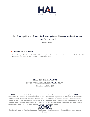 Fillable Online hal inria The CompCert C verified compiler: Documentation and Fax Email Print ...