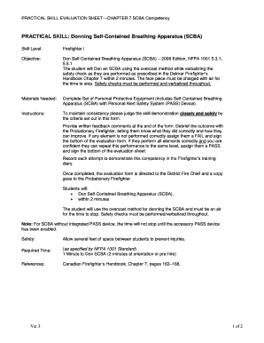 Fillable Online PRACTICAL SKILL EVALUATION SHEETCHAPTER 7 SCBA Competency Fax Email Print ...