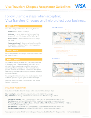 Fillable Online Visa Travelers Cheques Acceptance Guidelines Fax Email ...