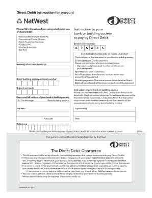 Fillable Online Direct Debit instruction for onecard Fax Email Print ...