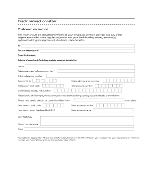 Fillable Online Credit redirection letter Fax Email Print - pdfFiller