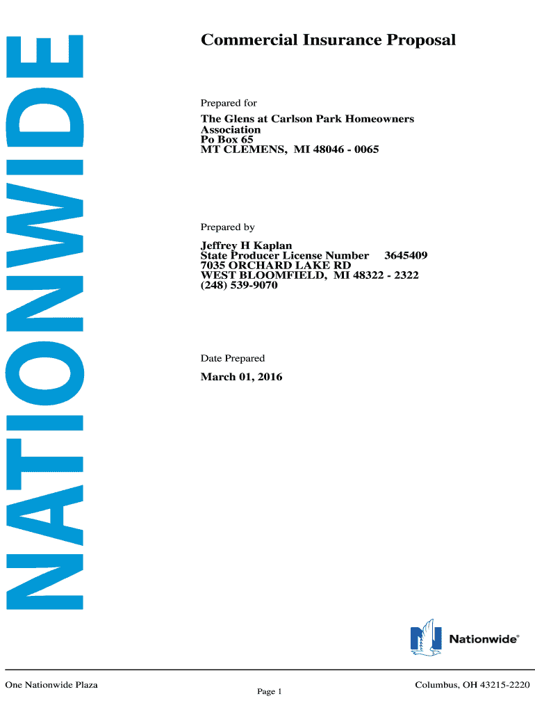 Fillable Online Commercial Insurance Proposal Fax Email Print - pdfFiller