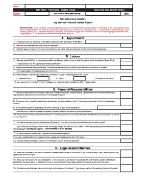 Fillable Online Lay Worker's Annual Service Report Fax Email Print ...