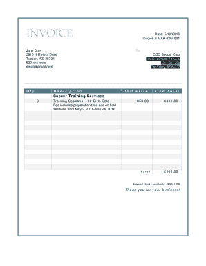 Fillable Online Service invoice (Blue Border design) - CDO Soccer Club ...