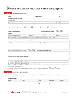 Fillable Online Cyber & Data Breach Application Fax Email Print - pdfFiller