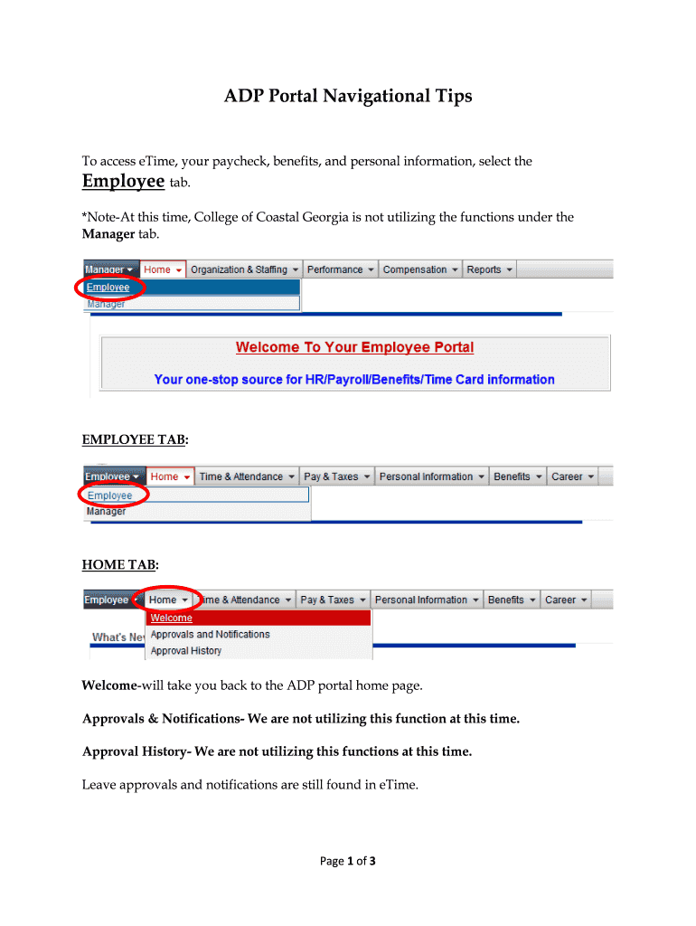 Fillable Online ADP Portal Navigational Tips Fax Email Print - pdfFiller