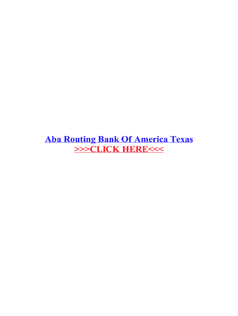 Fillable Online Aba Routing Bank Of America Texas Fax Email Print ...