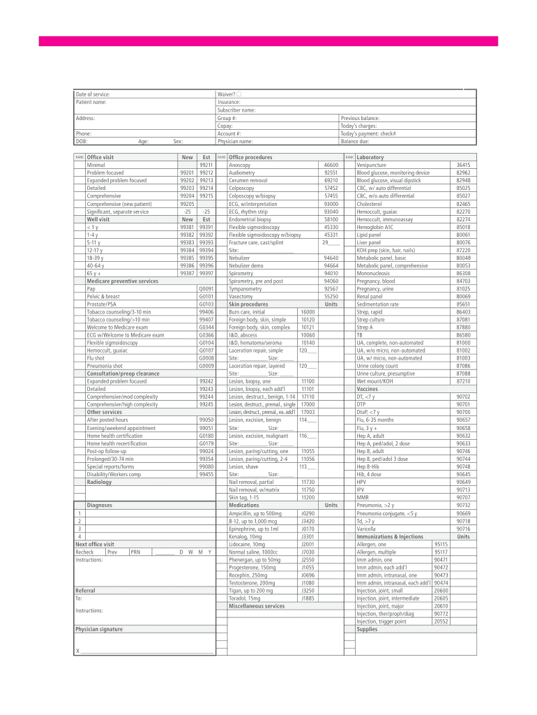 Fillable Online Family Practice Management Superbill Template Fax Email ...