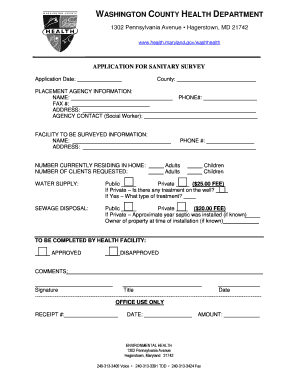 Fillable Online APPLICATION FOR SANITARY SURVEY Fax Email Print - pdfFiller